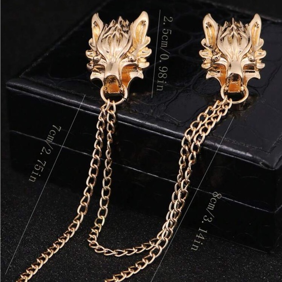 unb | Accessories | Mens Trendy Fringe Chest Pin With Long Chain Alloy ...